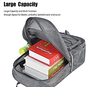 Heavy Duty Mesh Backpacks for Adults, Mesh School Booking Bags for Boys and Girls, See Through Backpack with Adjustable Straps, Mesh Bags for Swimming(Grey)