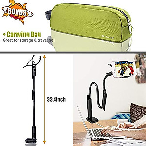 B-Land Bed Phone Holder Gooseneck Mount, Clip Cell Phone Holder for Desk Flexible Arm Clamp Mount Stand for Phone 11 Pro XS Max XR X 8 7 6 Plus Samsung S10 S9 S8 Nintendo Switch (Black)