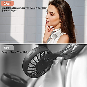Cooperwin Neck Fan Portable Rechargeable Personal Fans Cooling Wearable Fan, Bladeless Fan Around The Neck, Neckband Fan with 3 Speeds Low Noise, Headphone Design Hands Free Sports Fan