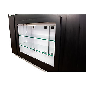 MAYAKOBA Sonoma II Reception Desk with Glass Display Adjustable Shelves, Side Cabinets, Office Restaurant Beauty Salon Furniture, Luxe Black/Silver Accents