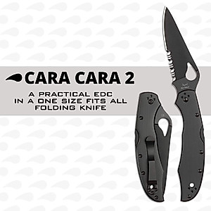 Spyderco Byrd Cara Cara 2 Knife with 3.75" Black Steel Blade and Durable Black Stainless Steel Handle - CombinationEdge - BY03BKPS2