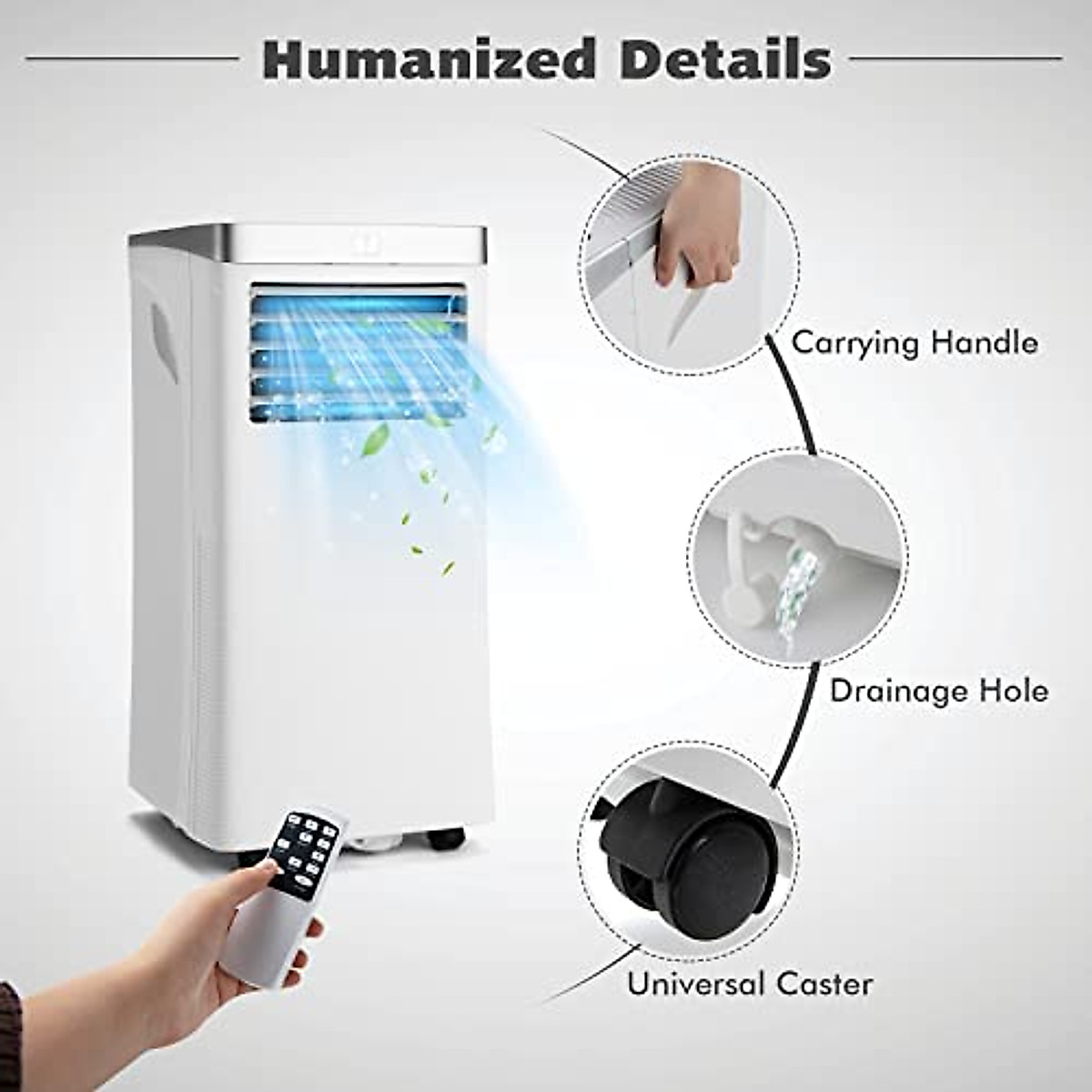 GOFLAME Portable Air Conditioner 10000BTU, 3-IN-1 Air Cooler & Dehumidifier with Remote Control, Sleep Mode, 2 Wind Speeds and 24H Timer Function, Air Cooling Fan with Window Kit for Home Office, White