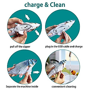 ZIKATON Flopping Fish Cat Toy 11",Electric Moving Cat Toy, Cat Toys for Indoor Cats, Floppy Cat Kicker Fish Toy, Vibrating Catnip Toy,Different Fish for Choice & Fun Toy for Cat Exercise