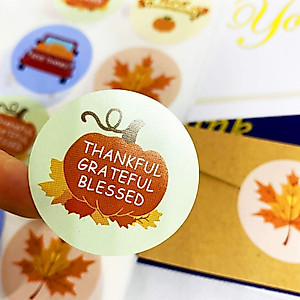 Thanksgiving Party Stickers,Happy Thanksgiving Gift Tags,Happy Fall Y'all Stickers,Thank You Stickers,1.5 Inch 504Pcs