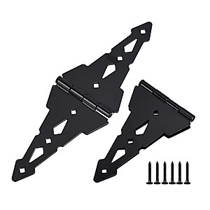 HOME MASTER HARDWARE 8 inch Gate Hinges,Heavy Duty gate Hinges,Wood Gate Hinges for Wooden Fences for patios, barn Doors, Yard gate,with Screws, Black, (6 Pack)