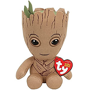 TY Marvel Avengers Groot Regular, Licensed Squishy Beanie Baby Soft Plush Toys, Collectible Cuddly Stuffed Teddy