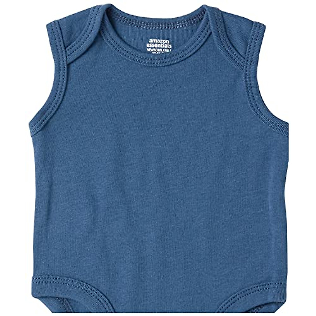 Amazon Essentials Unisex Babies' Sleeveless Bodysuits, Pack of 6, Navy/Grey Heather/White, Newborn