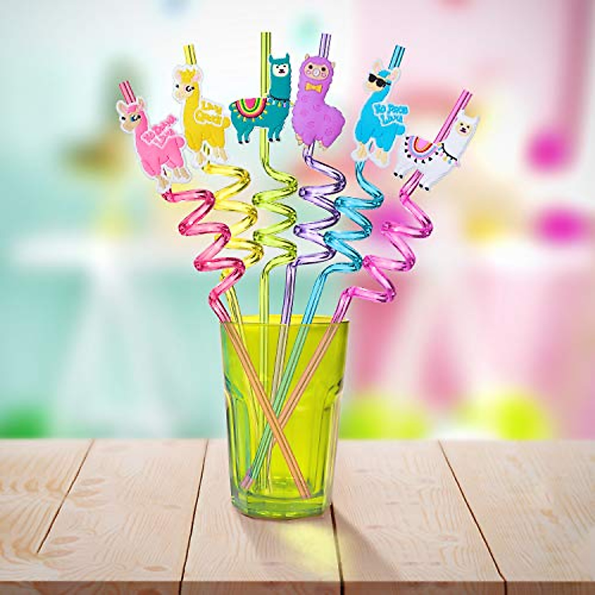 24 LLama Straws Party Favors for LLama Birthday Party Supplies with 2 Cleaning Brush
