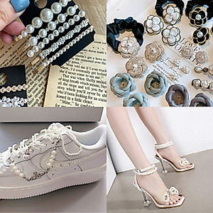 PH PandaHall 6 Sizes White Flat Back Pearl Cabochon 690pcs Flat Pearls Gems for Shoes Crafts Scrapbooking Embellishment Makeup Wedding Diamond Phone Nail Making 4mm 5mm 6mm 8mm 10mm 12mm