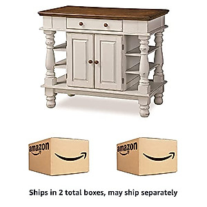 Homestyles Kitchen Island Americana Dual Side Storage Cabinet, 36 Inches High by 42 Inches Wide, Antique White
