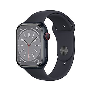 Apple Watch Series 8 (GPS + Cellular, 45mm) - Midnight Aluminum Case with M/L Midnight Sport Band (Renewed Premium)