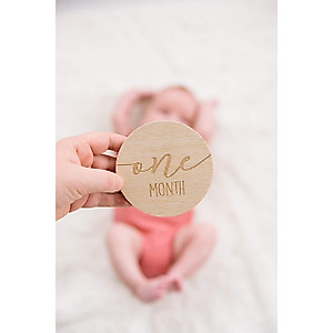Pearhead Acrylic Monthly Milestone Photo Cards, Gender-Neutral Baby’s First Year Photo Prop Discs, Pregnancy Journey Milestone Markers, Sage Green