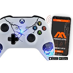 MODDEDZONE Rapid Fire Custom Standard Modded Controller Compatible with Xbox One S/X 40 Mods for All Major Shooter Games (3.5 mm Jack) (Skulls White)
