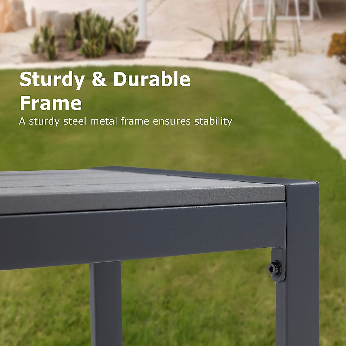 DIFY Outdoor Patio Bench, Backless Garden Park Bench Weather Resistant Outdoor Furniture for Garden, Backyard, Porch (Grey)