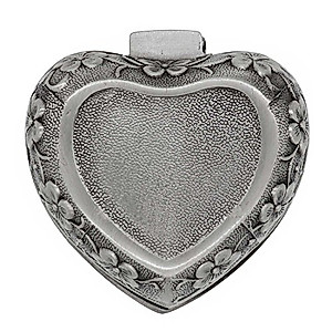 AVESON Classic Vintage Antique Heart Shape Jewelry Box Ring Small Trinket Storage Organizer Chest Christmas Gift, Silver