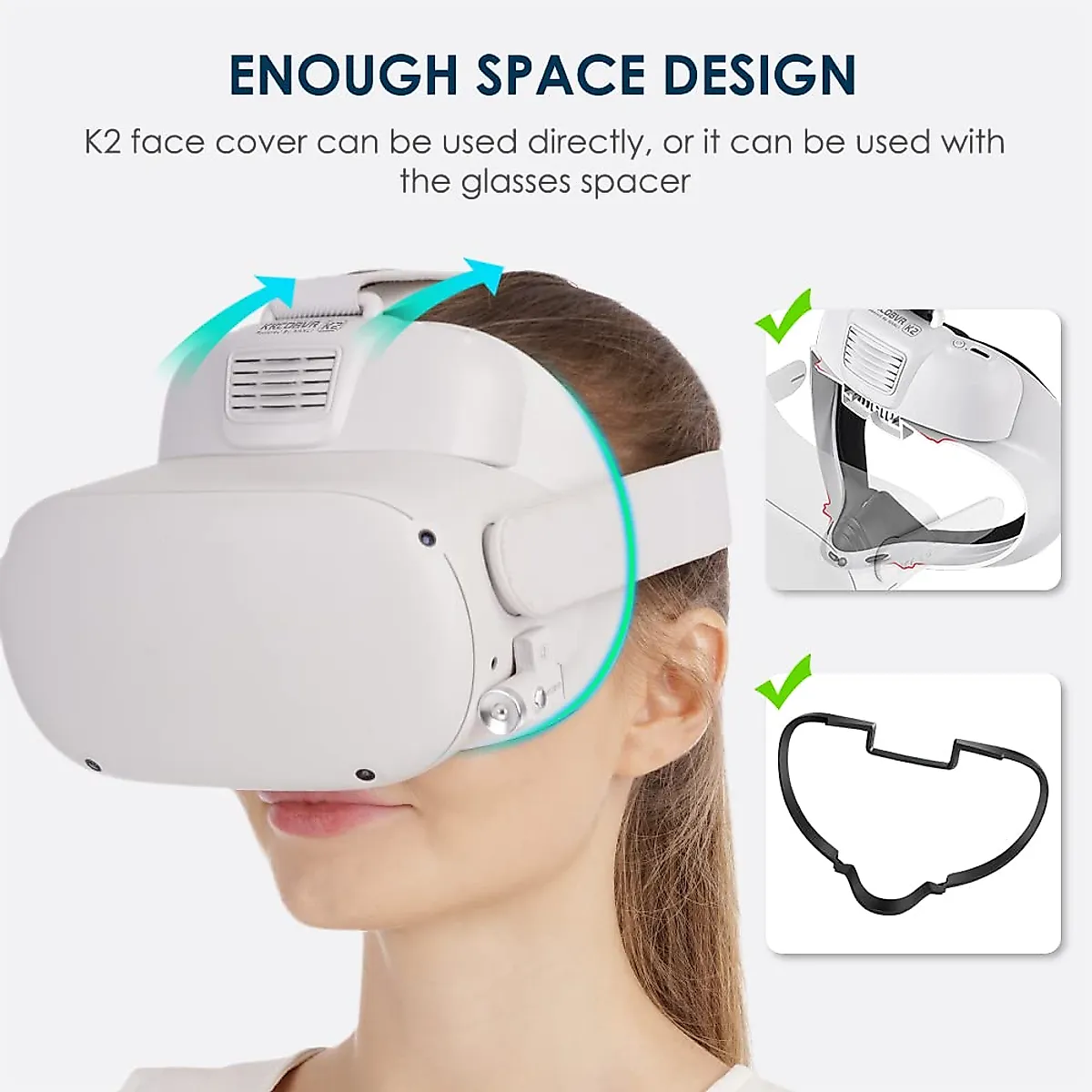 KKCOBVR K2 Face Cover with PU Leather Facial Interface Only Compatible with Meta Quest 2 Accessories Relieve Lens Fogging and Replace Fits with Oculus Quest 2 Elite Head Strap