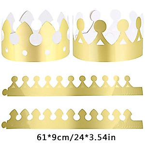 LOCOLO 30 Pieces Gold Paper Party Crowns (2 Style), Paper Crown for Birthday Party Baby Shower Photo Props