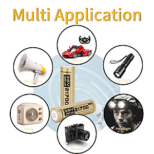 EcoSolutions 21700 Rechargeable Battery Case Set, 2pack 5000mah Large Capacity 3.6Volt 21700 Tip Battery for flashlights ect,