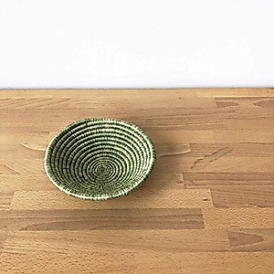 Small African Basket: Musebeya/Rwanda Basket/Woven Bowl/Sisal & Sweetgrass Basket/Green, Citron