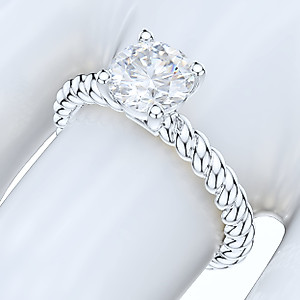PRSTANI Sterling Silver Twisted Rope Comfortable Shank 1CT Simulated Round Brilliant Diamond Promise Solitaire Engagement Ring (5)