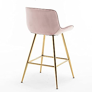 Whiterye Pink Bar Stools Set of 2, 24 Inch Counter Height Barstools with Back, Modern Bar Stools Gold Legs, Kitchen Stools for Island, (Pink).