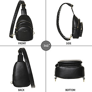 Haytijoe Small Sling Bag for Women Crossbody Bag Vegan Leather Fanny Packs for Travel(Black)