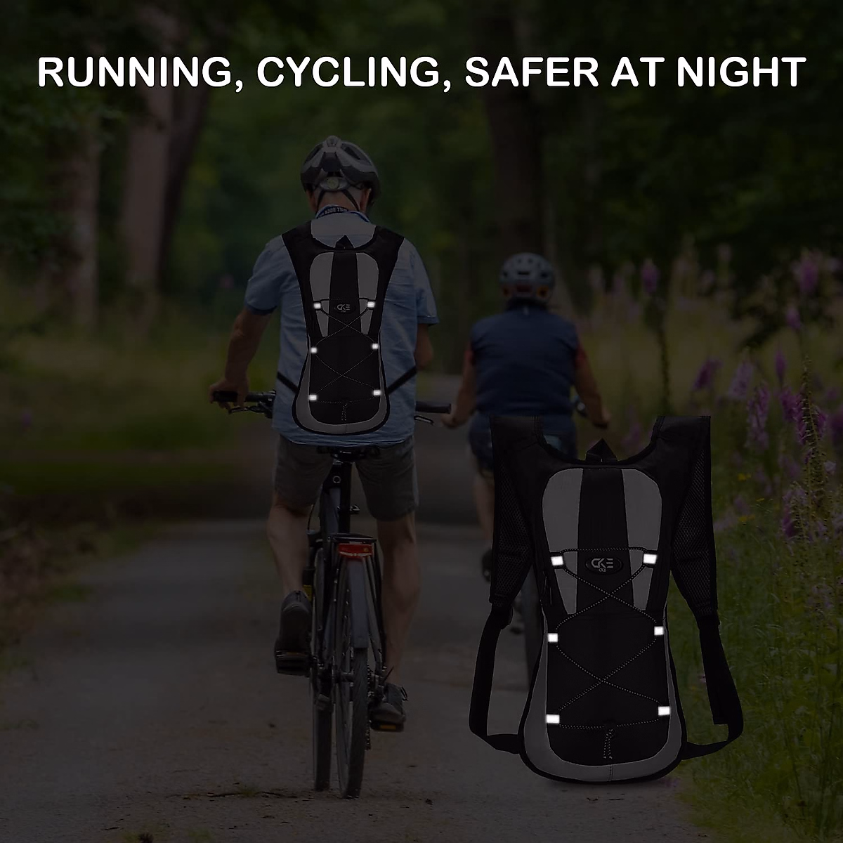 CKE Hydration Backpack with 2L Hydration Bladder Camelback Water Backpack for Men Women Kids for Hiking Running Cycling Biking Ski Camping - Black