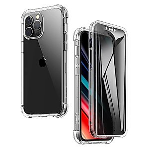 SURITCH Clear Case for iPhone 13 Pro Max (Only) 6.7-inch, [Privacy Screen Protector] Full Body Protection Bumper Shockproof Rugged Cover for iPhone 13 Pro Max -(Clear)
