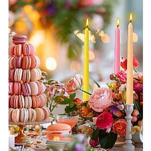 12 Pack 10 inch Multi-Color Taper Candle Set for Holiday Dinner Party, Unscented Long Candlesticks, Dripless and Smokeless, 7-8 Hours Burn