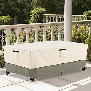 Bitubi 72 Inch Rectangular/Oval Patio Table Cover,Heavy Duty Waterproof Outdoor Table Cover Winter, Patio Furniture Covers, Beige