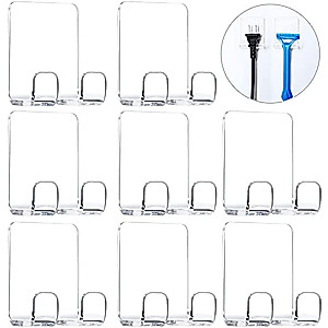 Jetec 8 Pieces Self Adhesive Razor Holder Hooks Shower Hook with Acrylic Adhesive for Razor Bathroom Kitchen Organizer for Razor Plug Towel (Clear)