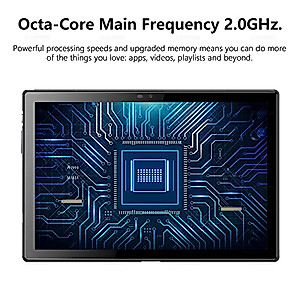 Veidoo Android Tablet 10 inch, 4GB RAM 64GB ROM | 1920x1200 FHD | 13MP+5MP Camera | 2.0Ghz Octa Core | 6000mAh | TF Card 128G Expand | 2.4G/5G Wi-Fi | BT 5.0| GPS | Type-C | Tablet with Keyboard