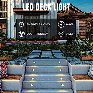 Yescom Set of 5 Warm White LED Deck Lights Outdoor Garden Malls Stair Landscape Lamps Low Voltage Waterproof