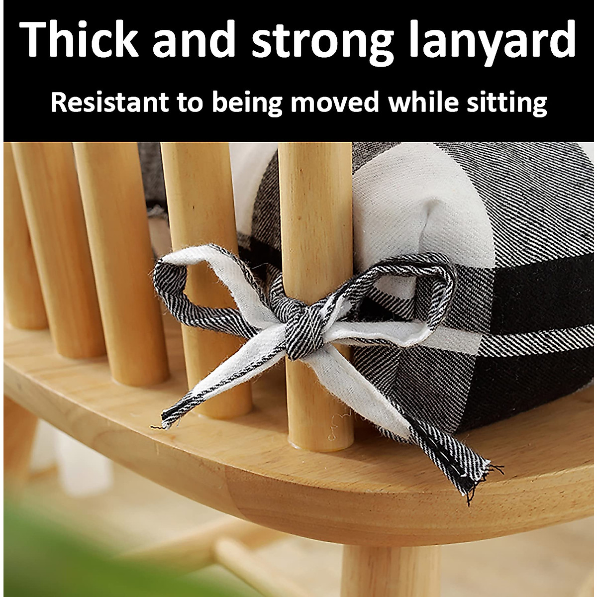 BUENA DECOR Kitchen Chair Cushions with Ties, Set of 2 Buffalo-Checked Dining Pads Seat for Chairs, 17 x inches Buffalo-Plaid Christmas Decoration Home (Black White Big Stripes)