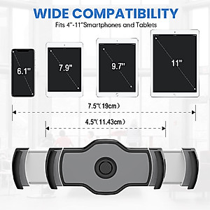 AboveTEK Aluminum iPad Stand, Foldable 360 Swivel Tablet Stand for Kitchen, Bedside, Office, POS, Showroom, Reception, Black