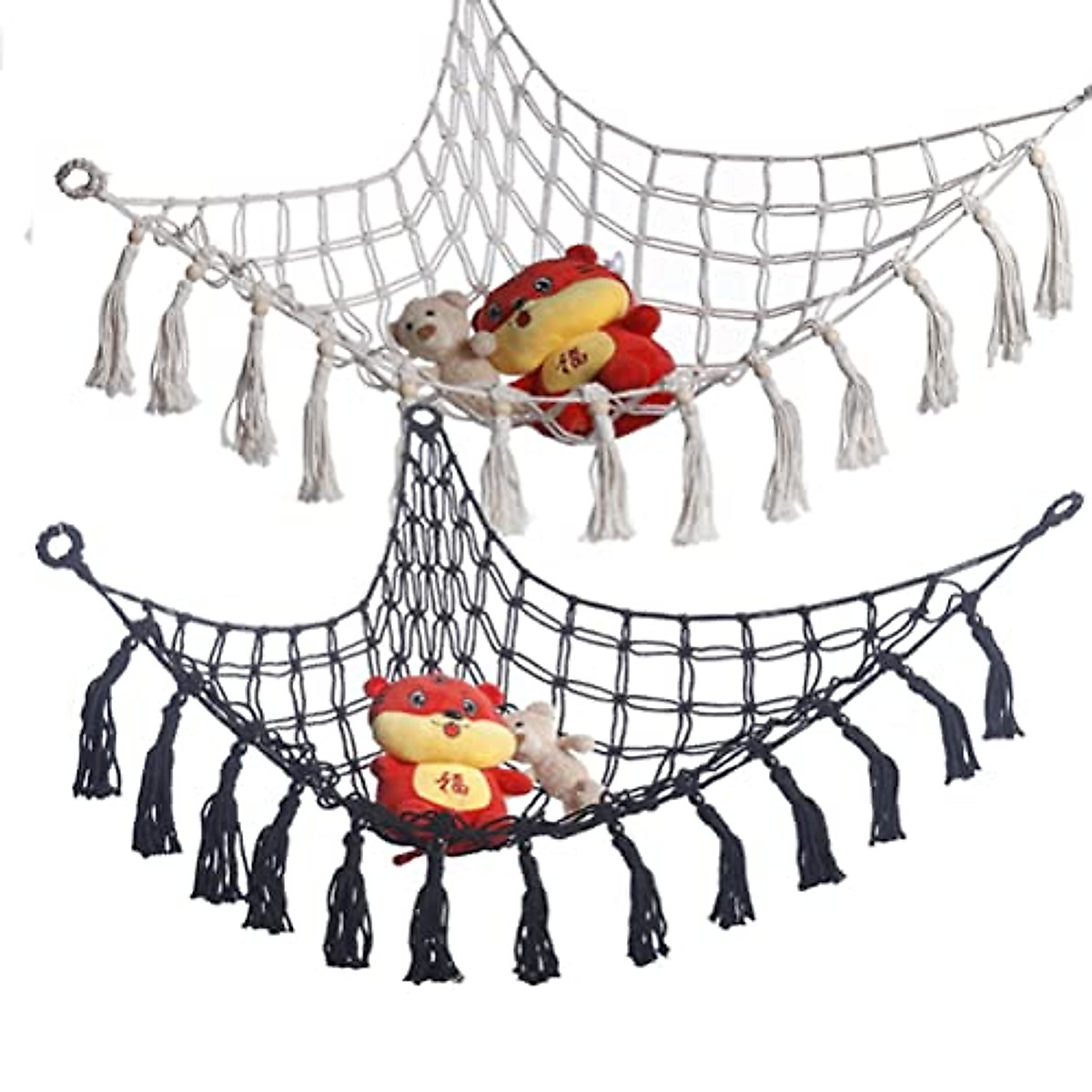 Enfudid Large Stuffed Animal Toy Hammock, 47 inch Toy Hammock Organizer for Stuffed Animal Display Corner Plush Toys Net Holder Boho Decor for Nursery Playroom Bedroom Kids Room Storage