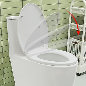 DAYAO Premium Elongated Toilet Seat with Cover Quiet Close, Two-Click to Quick Release, Easy Installation Never Loosen Hinge, Slow Close Toilet Seat and Cover, Easy Cleaning-White Color (Elongated)