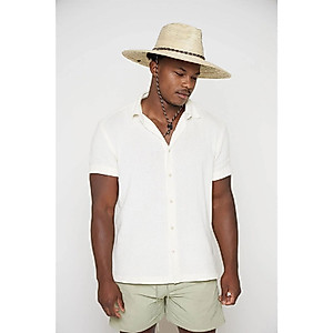 Peter Grimm Unisex Orbi Lifeguard Packable Summer Palmilla Straw Western Cowboy Hat with 4.5" Brim & Chin Cord, Natural, One Size