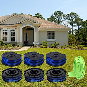 Mifyca 29082 29242 String Trimmer Spool Dual Line Compatible with Green-Works 20V 40V Electric String Trimmers 21212 21272, 27ft 0.065” Dual Line with 3411546A6 Cap Covers (6 Spools+1 Cap)