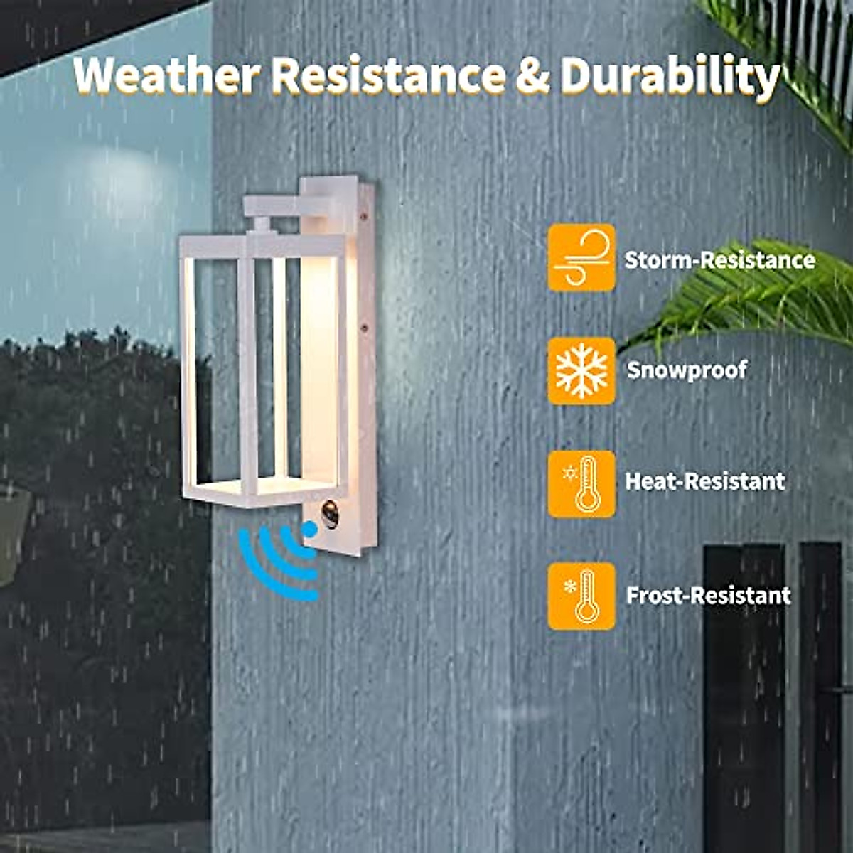 illumishin Outdoor Wall Light Motion Sensor Lights Outdoor Light Fixture Exterior Wall Lamp Lantern Modern Outside Lights for Porch Garden Patio Garage Barn Front Door 13W 750LM 3000K