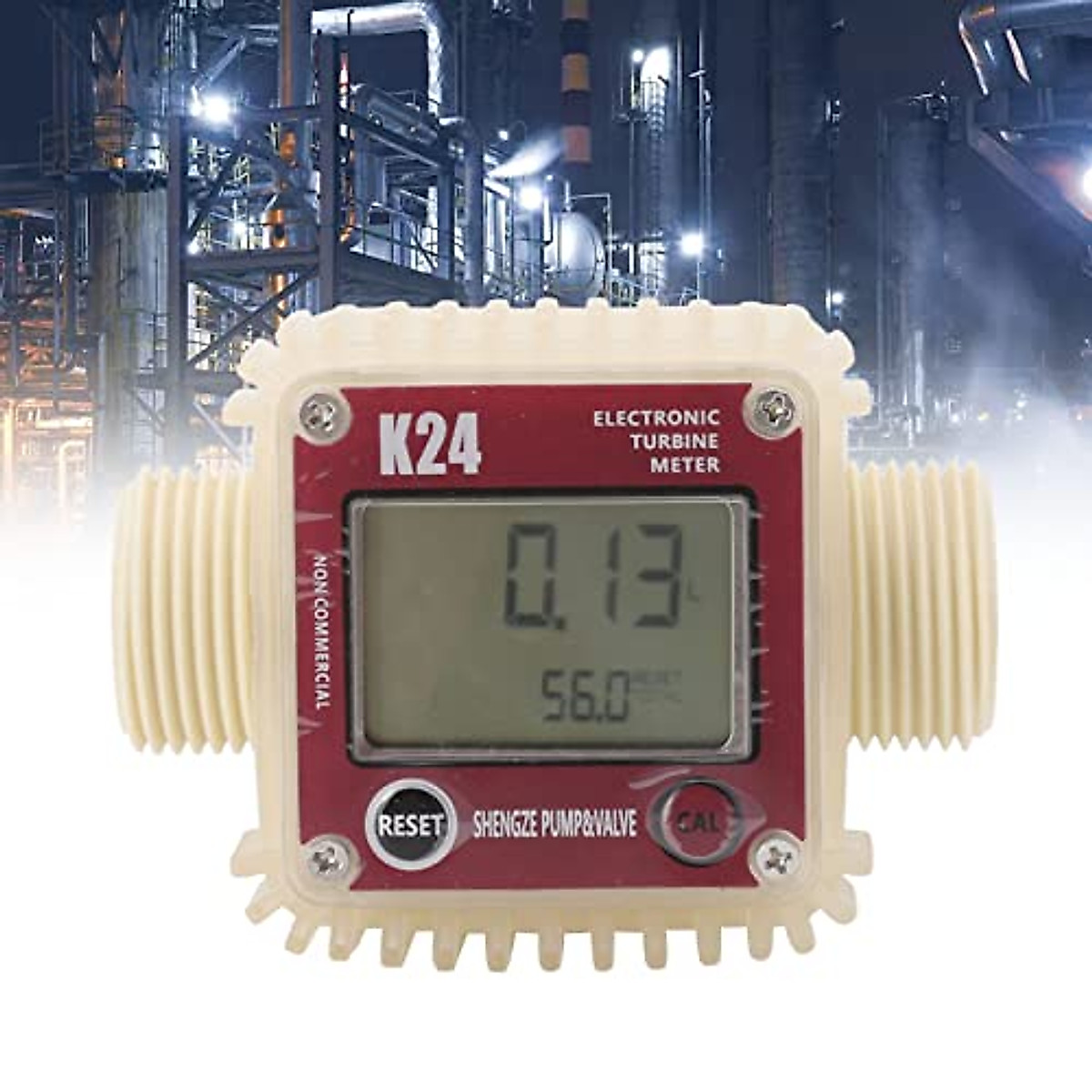 Honio Digital Fuel Flow Meter, Digital Turbine Flow Meter Modular Design Large LCD Display G1 Female Thread for Gasoline for Kerosene