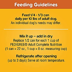 PEDIGREE CHOPPED GROUND DINNER Adult Canned Soft Wet Dog Food with Chicken, 22 oz. Cans 12 Pack