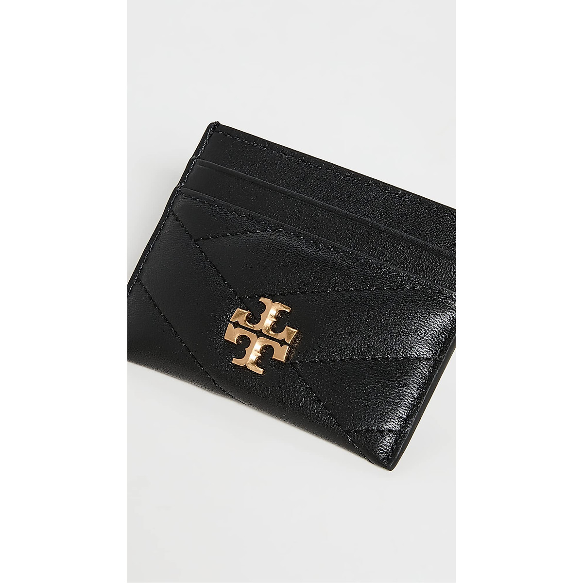 Tory Burch Women's Kira Chevron Card Case, Black, One Size
