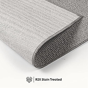 Furnish my Place Abstract Contemporary Striped Pattern Modern Plush Two Tone High Low Pattern Rug Carpet, Round Rug, Pet-Friendly Carpet, Abstract Rug, Made in USA - Iconic Grey, 2' Round