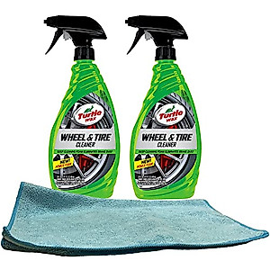 Turtle Wax Heavy Duty All Wheel & Tire Cleaner (23 oz) Bundle with Microfiber Cloth (3 Items)