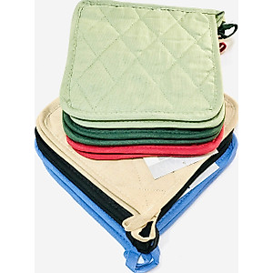 Jalpa 100% Cotton Pot Holder, Hot pad Set of 6 Total 12 Count Big Size Color Pot Holder Variety Pack Kitchen Cooking Chef Linens Classic Farmhouse Kitchen Set(12 PCS)