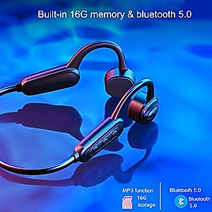 ESSONIO Swimming Headphones Bone Conduction Headphones Bluetooth IPX8 Waterproof Headphones for Swimming Open Ear Headphones with 32G Memory (Black)