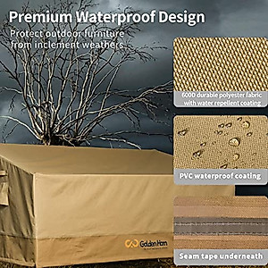 Outdoor Patio Furniture Loveseat Cover, 78" W x34 Dx32, Golden Horn