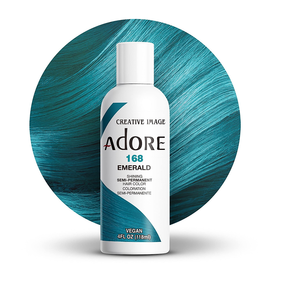 Adore Semi Permanent Hair Color - Vegan and Cruelty-Free Green Hair Dye - 4 Fl Oz - 168 Emerald (Pack of 1)
