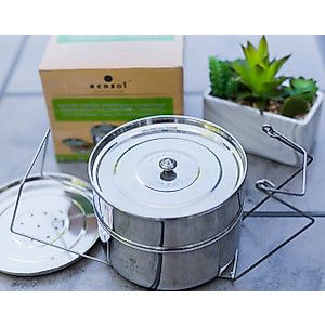 ecozoi Instant Pot Stackable Insert Pans for 6 & 8 Quart, 3 Tier Steamer Insert Pans for Instant Pot Pressure Cooker, Pot in Pot for Baking, Steaming & Casseroles, 2 Interchangeable Lids and Sling